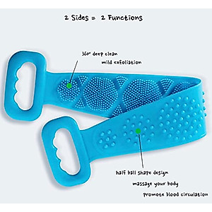 Silicone Bath Towel Back Brush Scrubber Exfoliating Scrub Body Wash Dual Side, Back Cleaner for Shower, Silicone Scrubber Body, Blue Color, 1PCs.