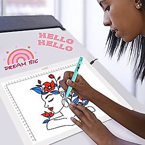 HTVRONT Portable A4 Led Bright Light Pad, Ultra-Thin & Adjustable Luminosity Light Board, USB Powered White Light Box for Tracing, Weeding Vinyl, Weeding Tool, Diamond Painting, Sketching