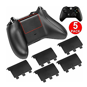 Zahara 5PCS Pack Battery Cover Lid Shell Door Replacement for Xbox One Controller Black