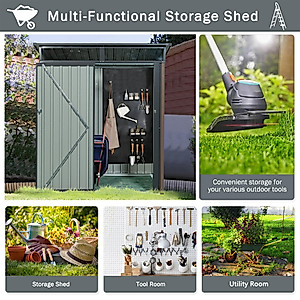 Outdoor Metal Storage Shed with Sliding Doors Padlock Aluminum Frames Easy Assembly Tool Storage Shed for Backyard Garden Pa