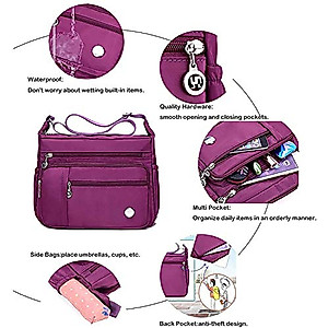 Waterproof Nylon Shoulder Crossbody Bags - Handbag Zipper Pocket Tote Bag Purses Satchel for Ladies Women Girls (Small bag-blue)