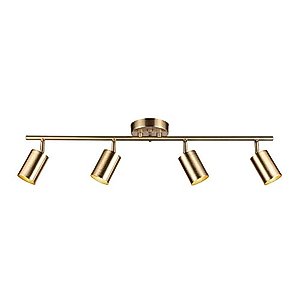 Globe Electric Pratt 4-Light Track Lighting, Matte Brass, Gold