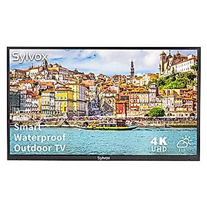 SYLVOX 55 inch Outdoor TV, 4K UHD Waterproof Outdoor Smart Television, Built-in Dual Speakers Support Bluetooth & 2.4G WiFi, Integrated ATSC & NTSC Tuner, 1000nits Suitable for Partial Sun Areas