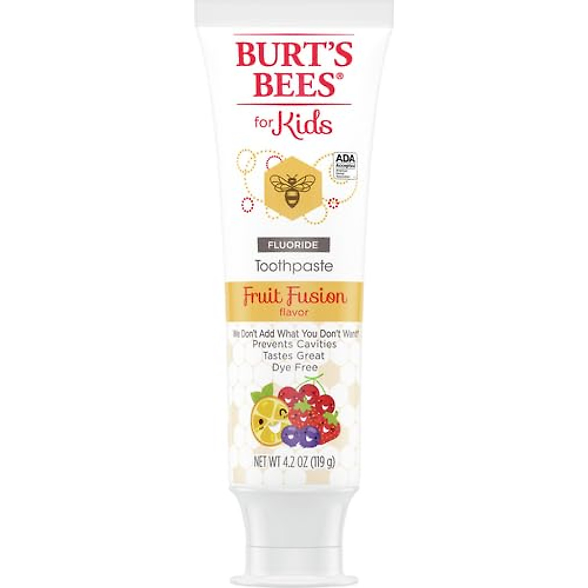 Burt's Bees Kids Toothpaste, Fluoride toothpaste, Fruit Fusion, 4.2 oz