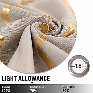 jinchan Moroccan Tile Print Textured Linen Panels for Bedroom Room Grommet Flax Linen Blend Curtain Textured Window Treatment Set for Living Room 95 inch Gold on Flax