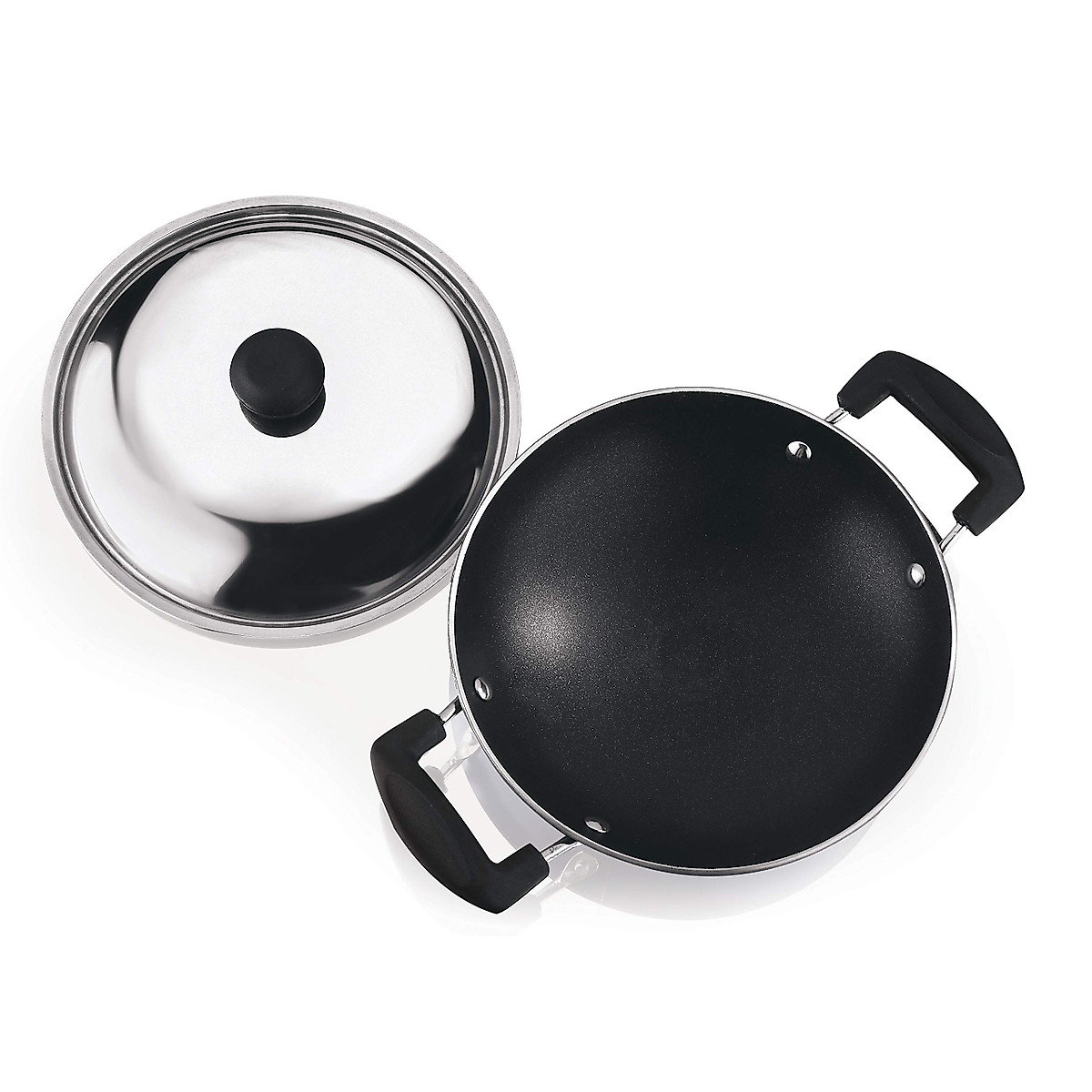 Vinod Appachetty Non-Stick Appam Pan with Stainless Steel Lid, 21.5 cm