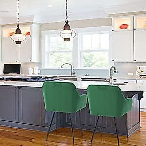 Higliocas Dining Chairs Set of 2, Kitchen Chairs with Velvet Upholstered, Modern Living Dining Room Accent Armchairs with Metal Legs, Green