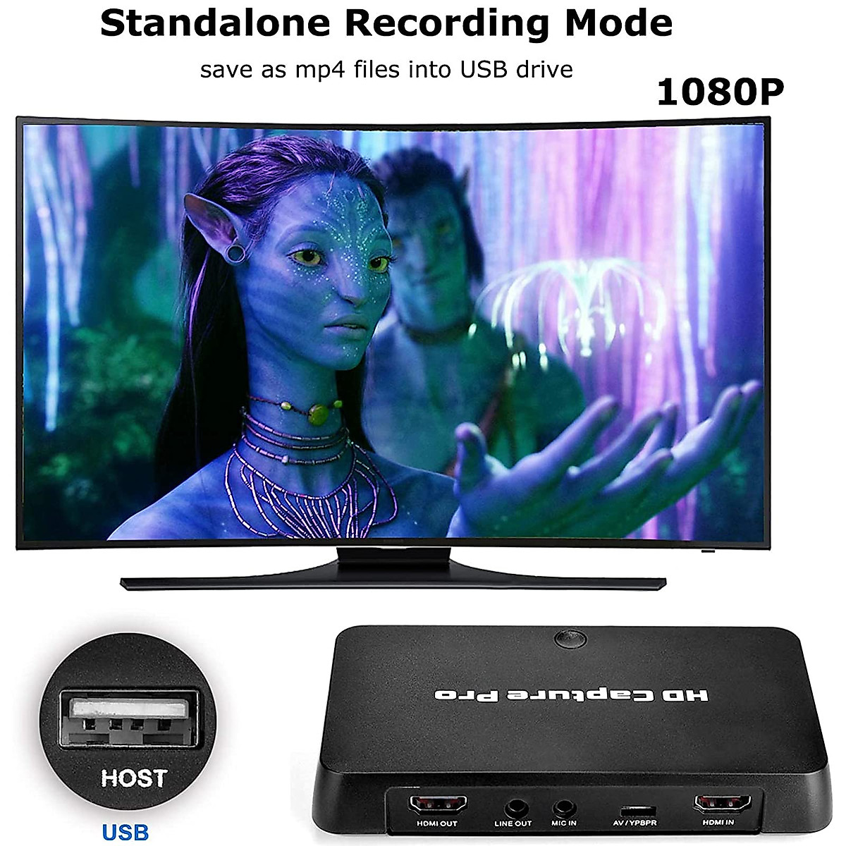 Ezcap295 1080P Game Capture Card via HDMI/Ypbpr/AV Input with Schedule Recording/Remote Control Compatible with Nintendo Switch PS4 and PS3, Xbox one, N64, Blu-Ray