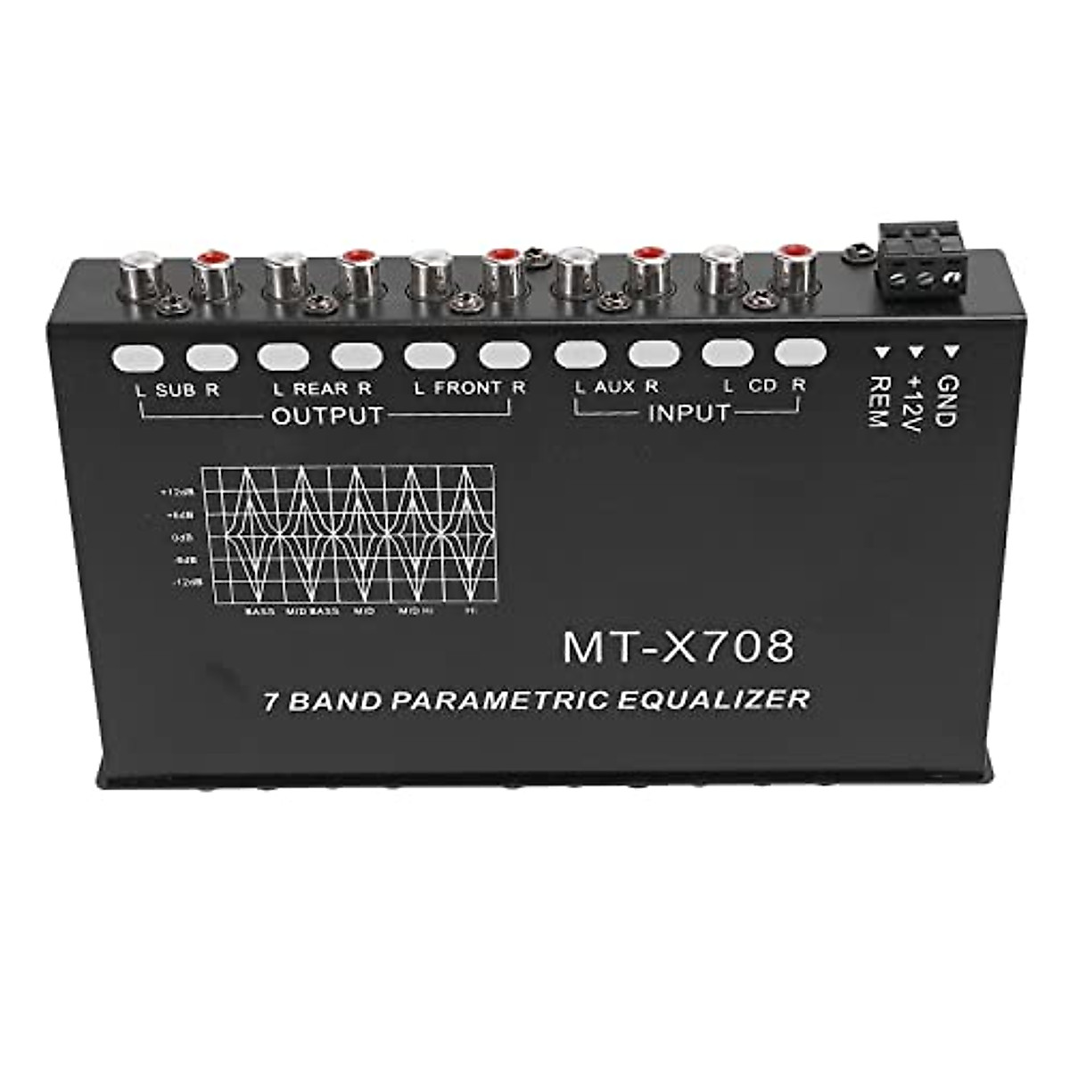 Erhai 7-Band Car Audio Equalizer, Adjustable 7 Bands EQ Car Amplifier Graphic Equalizer with CD/AUX Input Select Switch,Black
