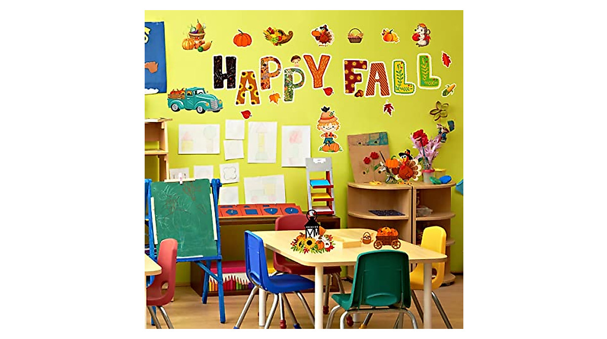 Vibrant Fall Decor Set – 56 Autumn Paper Cutouts & Glue Points