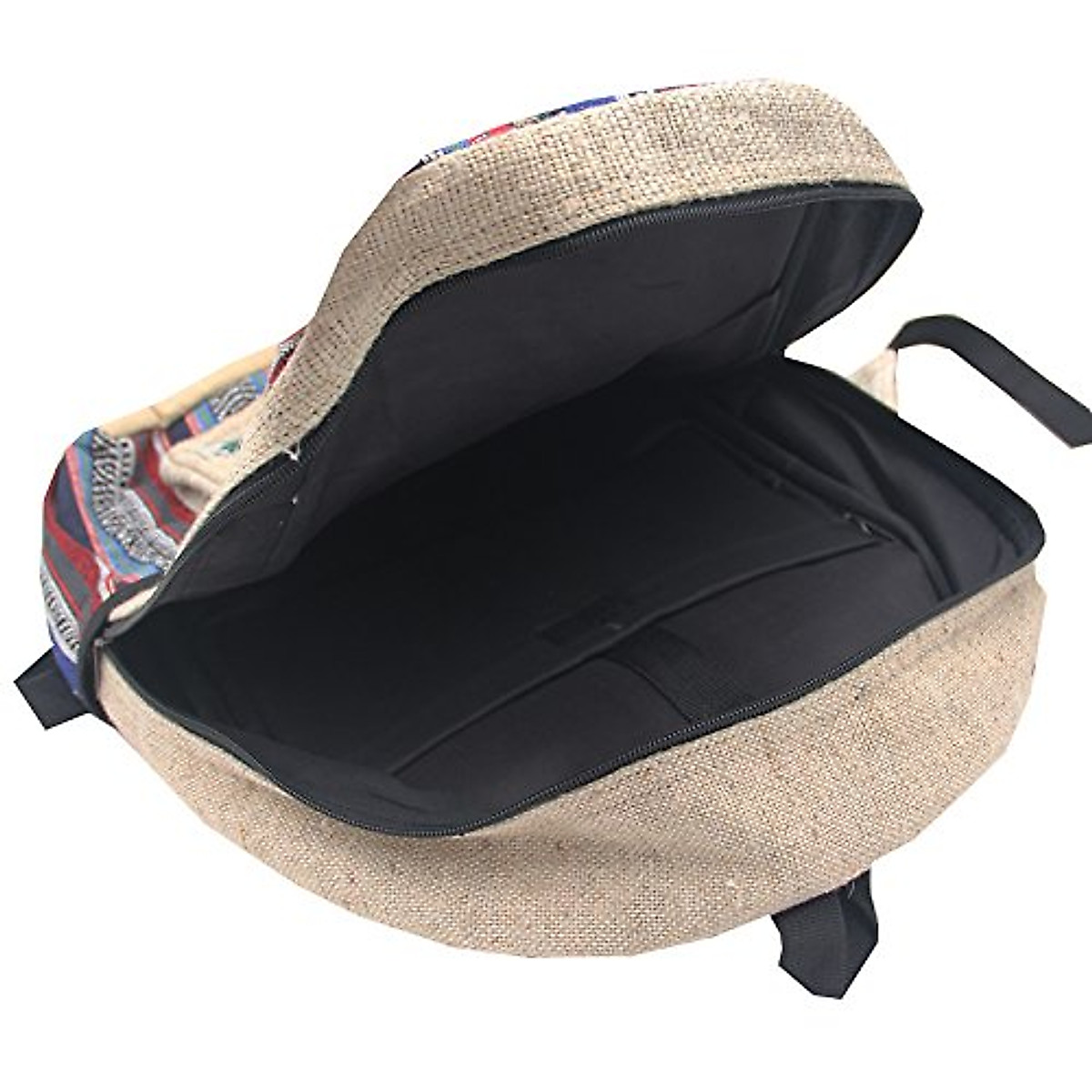 KayJayStyles Natural Handmade Large Multi Pocket Hemp Nepal Backpack (Owl)