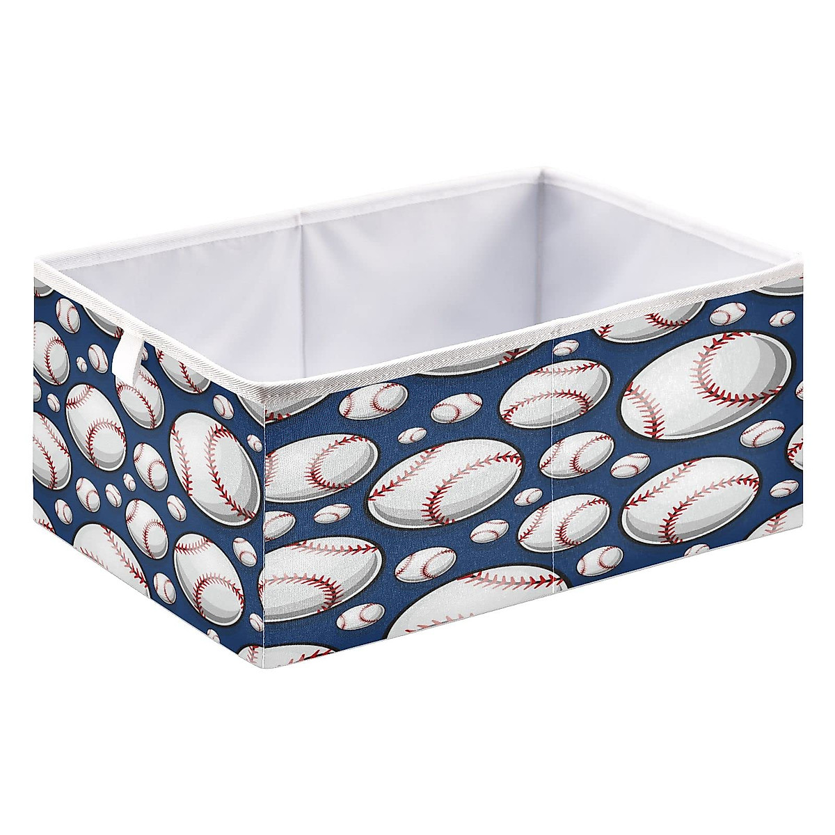 Kigai Baseball Pattern Cube Storage Bins - 11x11x11 in Large Foldable Cubes Organizer Storage Basket for Home Office, Nursery, Shelf, Closet