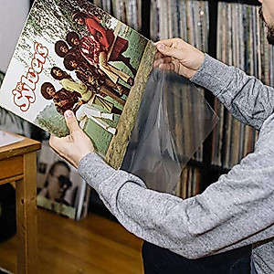 Skywin Vinyl Record Sleeves - 3 Mil Thick 100 Record Sleeves Outer Preserve Vinyl Records Protect from Dust and Scratches, Transparent Vinyl Outer Sleeves Showcase Album Cover Art (7 inch, 100 Pack)