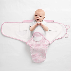 SwaddleMe Natural Position 2-in-1 Swaddle with Easy Change Zipper - Size Small/Medium, 0-3 Months, 1-Pack (Sugar Stripes )