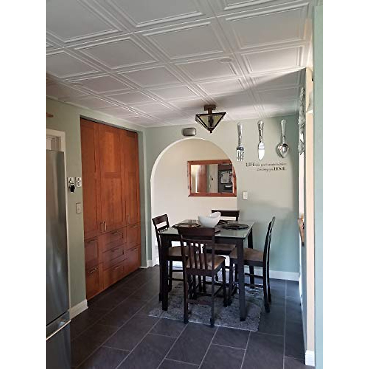 A La Maison Ceilings R24 Line Art Foam Glue-up Ceiling Tile (128 sq. ft./Case), Pack of 48, Plain White