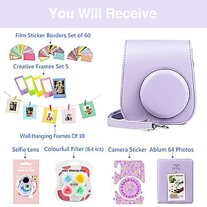wogozan Accessories Kit Compatible with Fujifilm Instax Mini 11 Lilac Purple Instant Film Camera for Kids Include Case + Photo Album + Accessories Bundle(No Camera)
