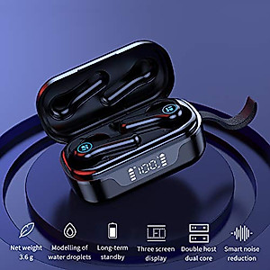 JIECAN True Wireless Earbuds with 2 Mic, CVC 8.0 Noise Reduction, IPX8 Waterproof, Bluetooth 5.1 Earphones in-Ear, Touch Control Stereo Bass Sports Headphones, for Working Home Office (Black-q67)