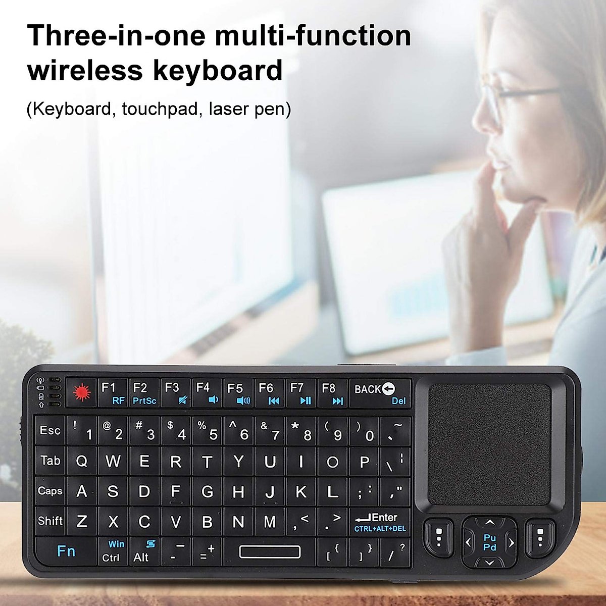 125 2.4G Mini Wireless Keyboard with Touchpad Mouse, 69 Keys USB Wireless Keyboard, 3-in-1 Multifunction UKB-100-RF USB Pocket Mini Wireless Keyboard for PC/Tablets/TV/Xbox/Smartphones