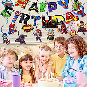Superhero Party Supplies decorations Superhero Party Banner Decorations for Kid, Boys and Girls Superhero Hanging Swirls Party Decorations