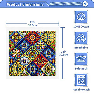 KEEPREAL 6 Pack Mexican Talavera Washcloths Set - Highly Absorbent Pure Cotton Wash Clothes - Soft Fingertip Towel for Bath, Spa