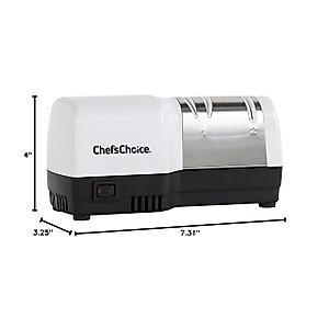 Chef’sChoice Hybrid Knife uses Diamond Abrasives and Combines Electric and Manual Sharpening for 20-Degree Straight and Serrated Knives, 2-Stage, White