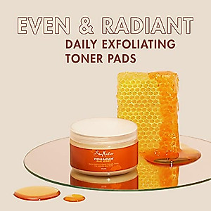 SheaMoisture Even and Radiant Face Pads For Uneven Skin Tone and Dark Spots Daily Exfoliating Toner Pads With Raw Honey 30 Count