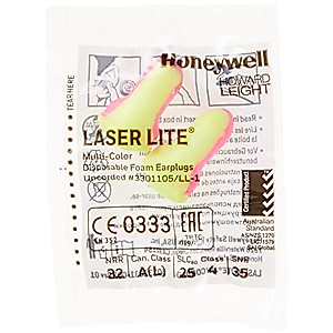 Howard Leight by Honeywell Laser Lite High Visibility Disposable Foam Earplugs, Pink/Yellow , 200-Pairs (LL-1) - 3301105