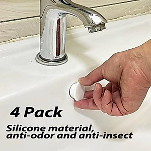 4 Pack Sink Overflow Hole Cover for Kitchen Sink Hole Overflow Cap for Bathroom Sink Basin Trim Overflow Cover Insert in Hole Round Caps (White)