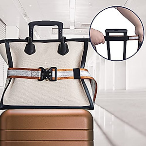 Travel Belt for Luggage - Stylish & Adjustable Add a Bag Luggage Strap for Carry On Bag - Airport Travel Accessories for Women & Men (Silver Brown)