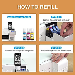 FASTINK Compatible Epson T522 522 Refill Ink Bottle Work with EcoTank ET-2720, ET-2800,ET-2803,ET-4800,ET-4700 Printer for Epson 522 Ink Bottle Refill Combo, 4 Pack