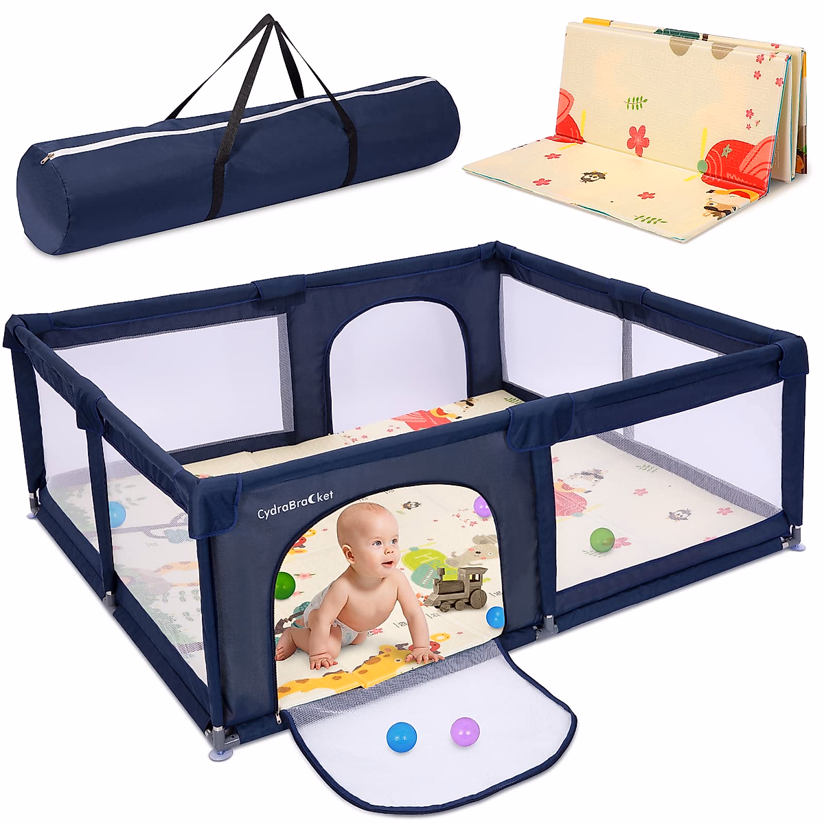 Large Baby Playpen, Playpen for Babies and Toddlers, Extra Safe with Anti-Collision Foam Baby Fence, Indoor & Outdoor Playard Kids Activity Center