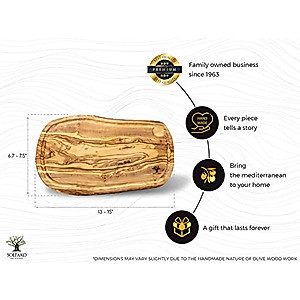 SOLTAKO Olive Wood Cutting Steak Board, Large Cheese Board, Hand Made Serving Platter, Wooden Charcuterie Board, Rustic Chopping Board with Juice Groove