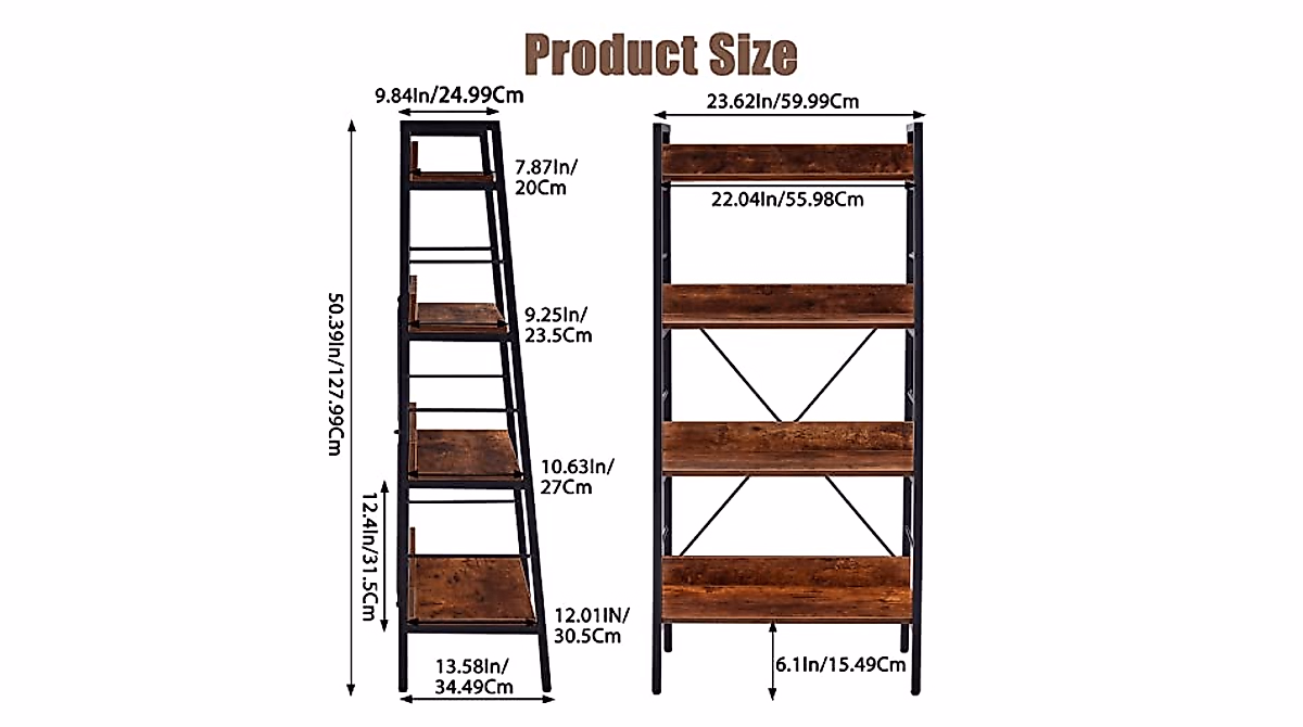 4-Tier Industrial Shelf - Stylish Display & Storage