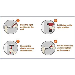 20" Broom Holder Wall Mount - 4 Sliding Broom Hangers and 5 Mop Holders, Moveable Wall Hanging Organizer for Garage, Restaurant, Kitchen and Laundry Room, Perfect for Cleaning Supplies.