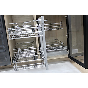 Tuhome Blind Corner Cabinet Organizer Grilled Base Silver X1 UN