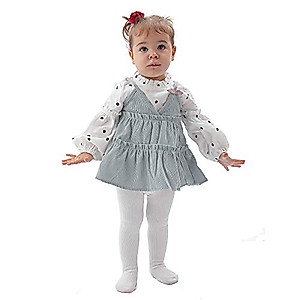 EPEIUS 3 Pairs Pack Newborn Girls Tights Baby Girls Boys Seamless Cable Knit Leggings Solid Cotton Tights Footed Pants for 0-3 Months,White