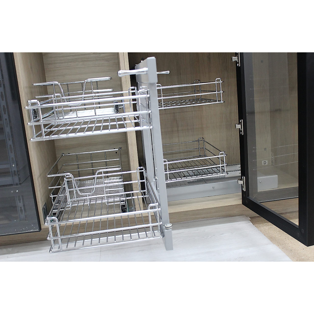 Tuhome Blind Corner Cabinet Organizer Grilled Base Silver X1 UN