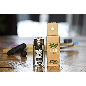 Organic Vegan Bamboo Charcoal Dental Floss in Reusable Glass Bottle | with Tea Tree and Peppermint Essential Oils | 100ft 33m Naturally Waxed | Eco-Friendly Zero Waste
