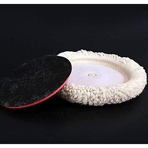 Sisha-A Wool Polishing Pads, 2 Pack 7" Buffing Pads with Hook and Loop Back for Compound, Cutting & Polishing, 100% Natural Wool, Thick and Aggressive