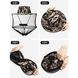 2 Pieces Mosquito Head Mesh Mosquito Cap Net Hat Face Cover with Zipper Foldable Fly Protection Netting Hat for Fishing Hiking Gardening