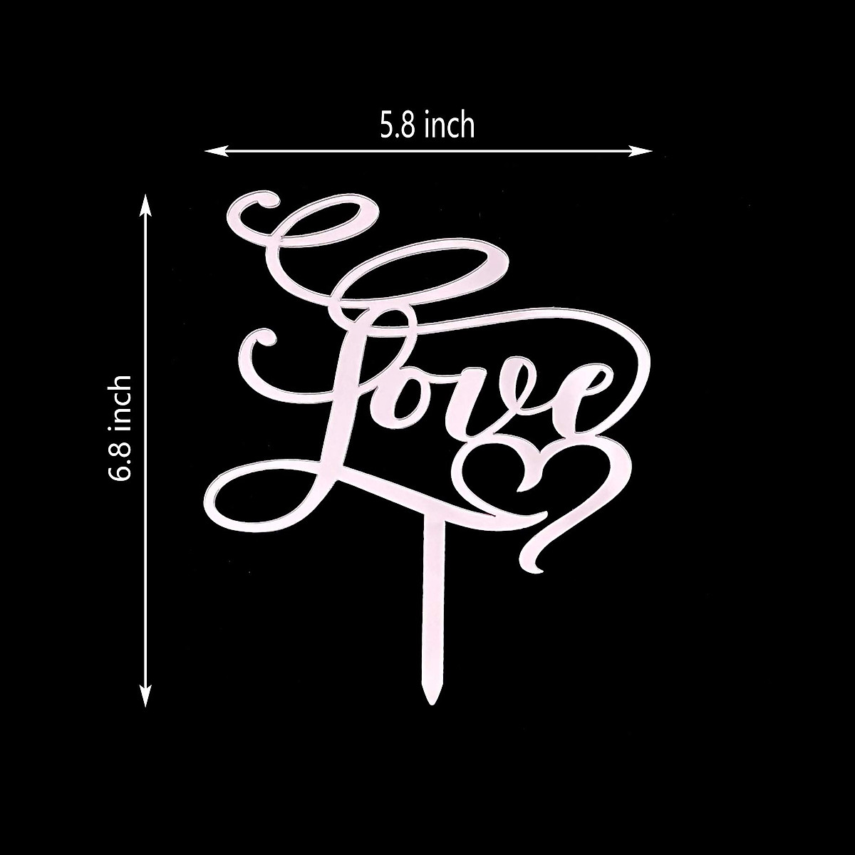 Love Cake Topper - Wedding/Engagement/Bridal Shower/Anniversary/Birthday/Bachelorette/Confession Party Decorations Supplies, Mirror Rose Gold Acrylic