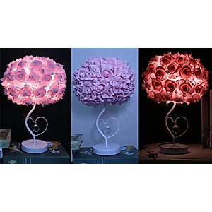 ZYLEIESENBAO Pink Desk lamp with Rose Flower Lampshade, Princess Table lamp Flower Lamp for Nightstand Pink Room Decor Aesthetic Bedroom Decor for Women Girls Christmas Dating Party Wedding Gifts