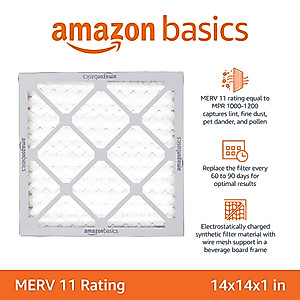 Amazon Basics Merv 11 AC Furnace Air Filter - 14'' x 14'' x 1'', 6-Pack
