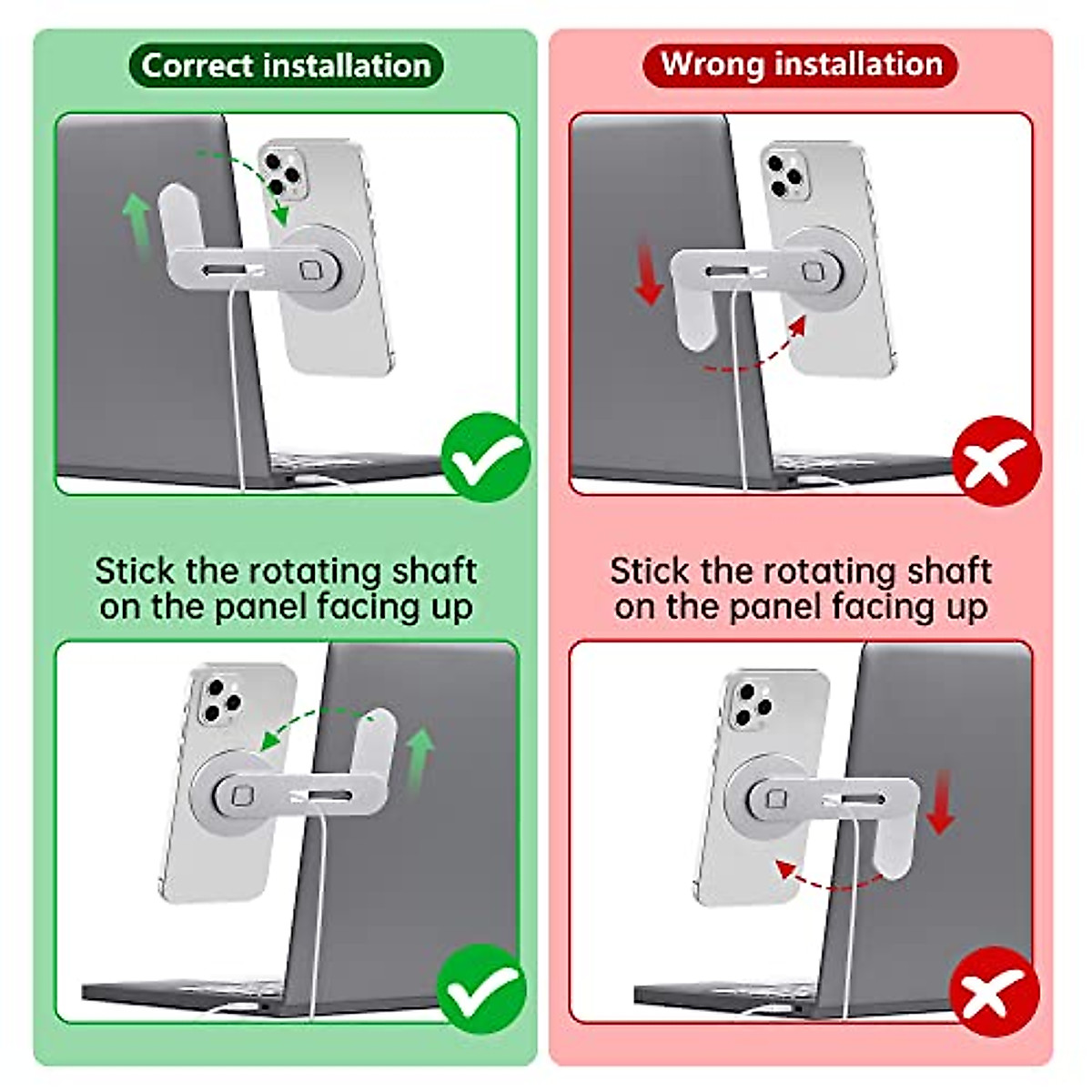 RISLG Laptop Phone Holder, Magnetic Phone Holder, Wireless Charging Monitor Stand, 2 in 1 Portable Foldable Laptop Phone Mount, Portable Foldable Monitor Side Mount Bracket