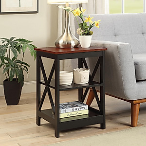 Convenience Concepts Oxford End Table with Shelves, Cherry/Black