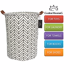 laundry baskets,bedroom hamper,kitchen organization,GodenMoninG 62.8L Waterproof Round Cotton Linen with Handles Collapsible storage basket. (THICK Flow Mark)