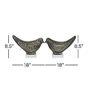 Deco 79 Set of 2 Brown Ceramic Coastal Bird Sculpture 16.75, 18.25 Inches