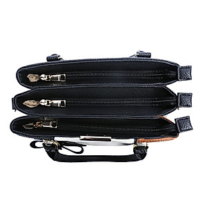 KKXIU 3 Zippered Compartments Purses and Handbags for Women Top Handle Satchel Shoulder Ladies Bags (A-Black White Brown)