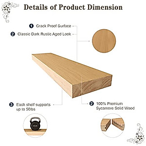 FALANZATH Floating Shelves Wood Set of 2 - Rustic Natural Wood 36 Inch - Rustic Wall Mounted Storage Shelves for Bedroom, Living Room, Bathroom, Kitchen, Office, Farmhouse (Natural Wood)