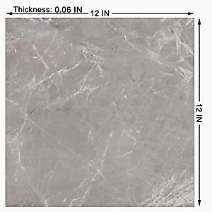 WESTICK Vinyl Flooring Peel and Stick Floor Tile Thick Solid Marble Texture Grey Removable Backsplash Tile Self Adhesive Waterproof Tile Stickers for Kitchen Bedroom Bathroom Living Room 10 PCS 12x12